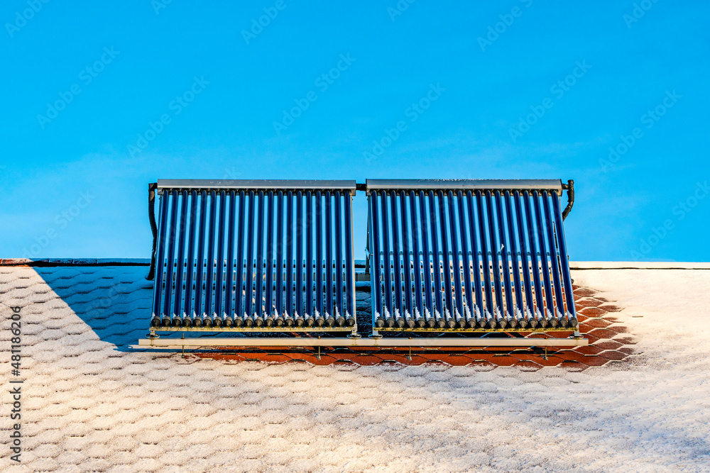 Poster Solar water heater installed on a roof – Wall Art | UkPosters