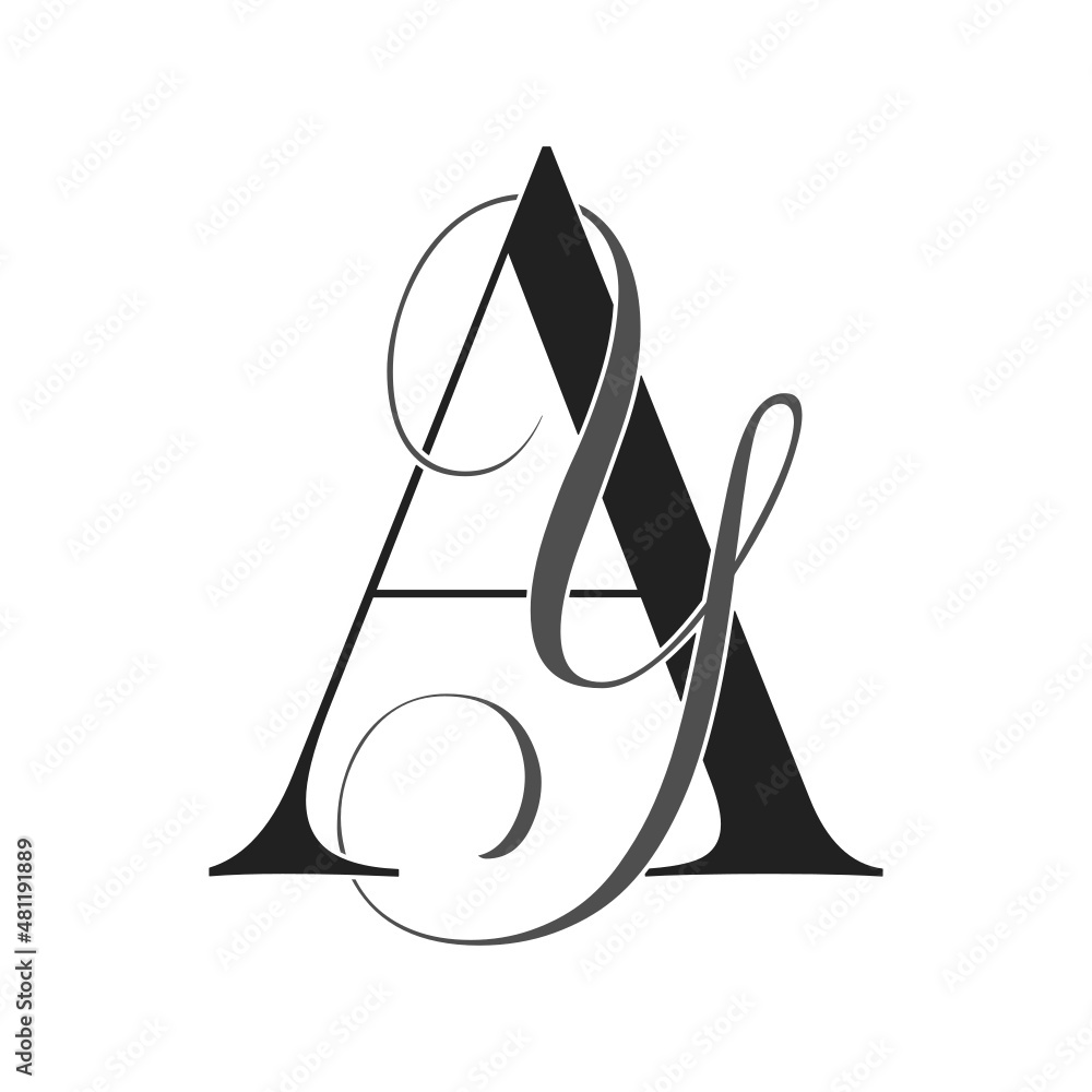 ay, ya, monogram logo. Calligraphic signature icon. Wedding Logo ...