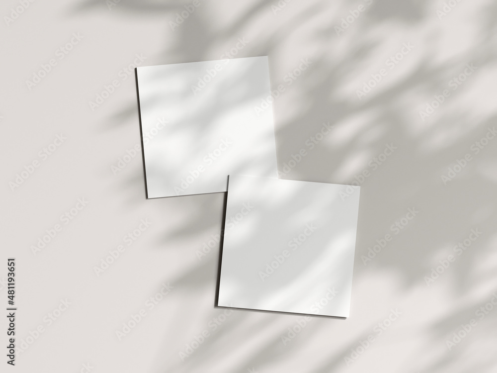 Two square cards mockup in boho, invitation mockup, greeting card on ...