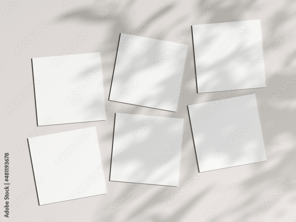 Six square cards mockup in boho, invitation mockup, greeting card on ...