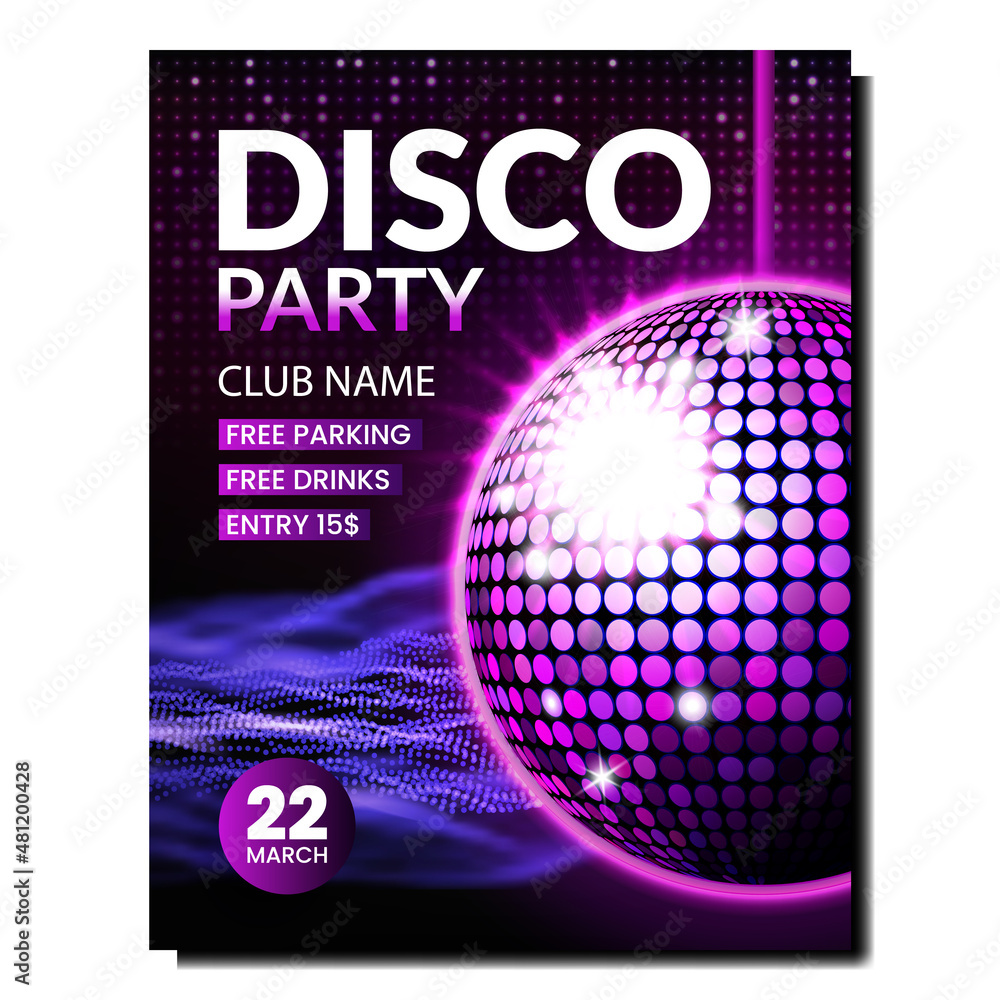 Disco music party poster backgroundDj retro light. Pink disco ...