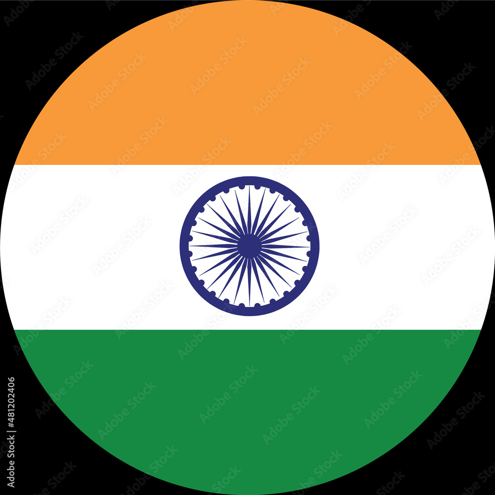 India flag in circle shape isolated on png or transparent background ...