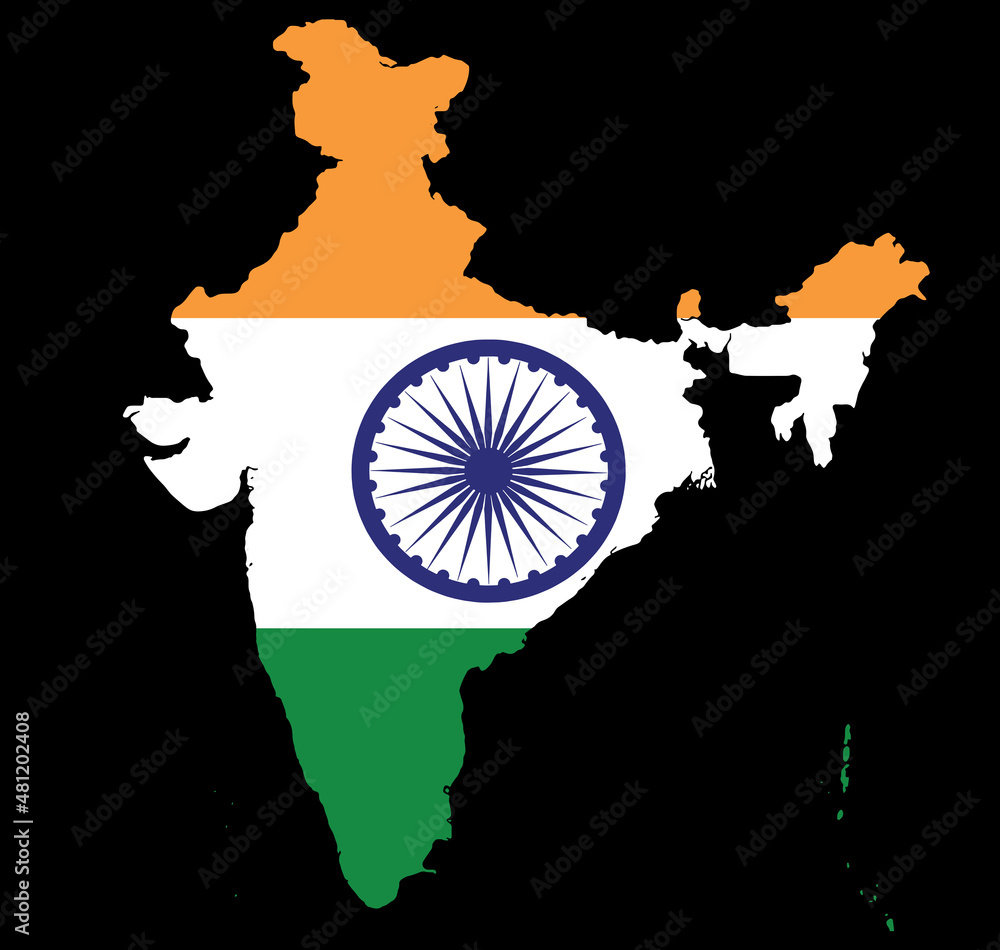 India flag on map isolated on png or transparent background,Symbol of ...