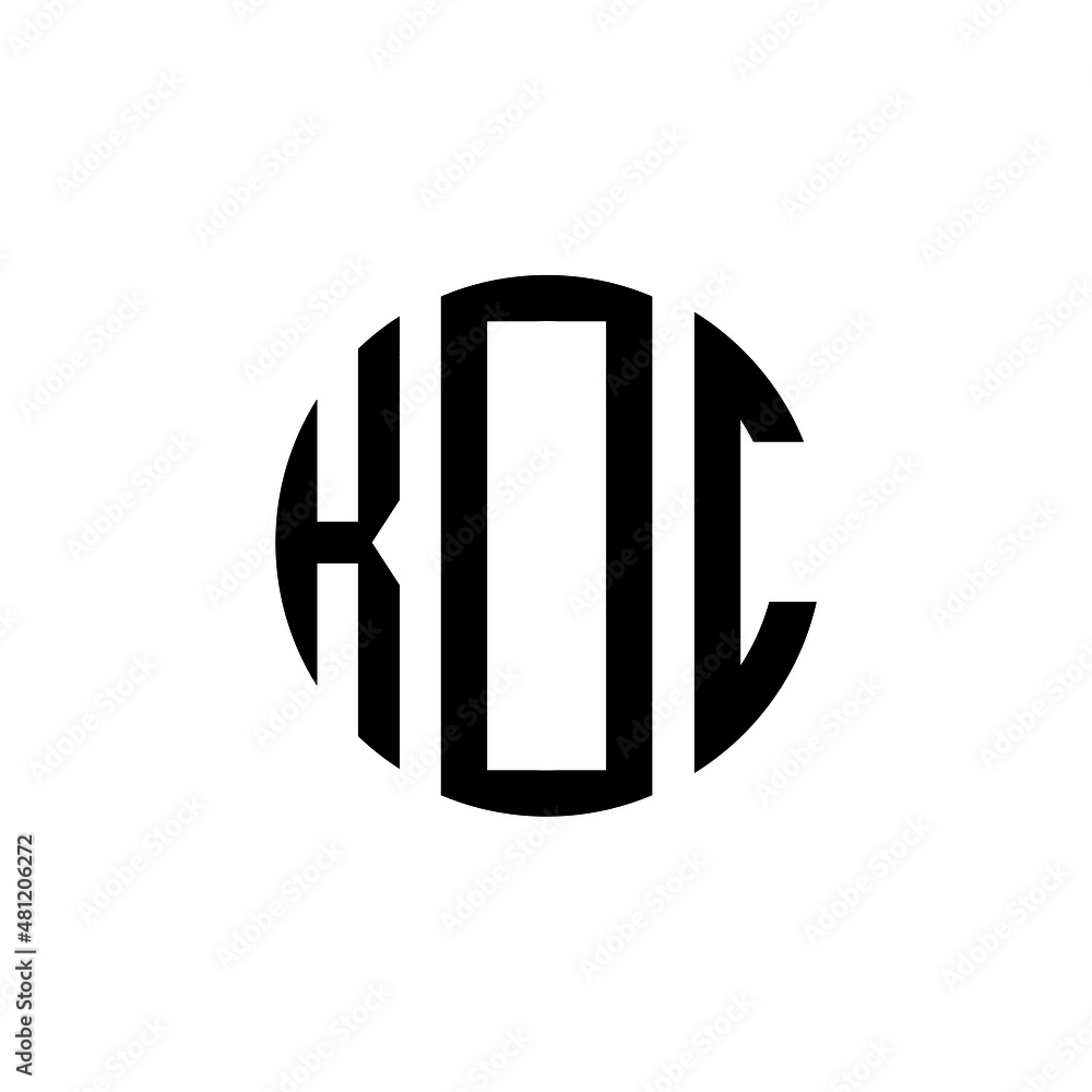 KOC letter logo design. KOC modern letter logo with black background ...
