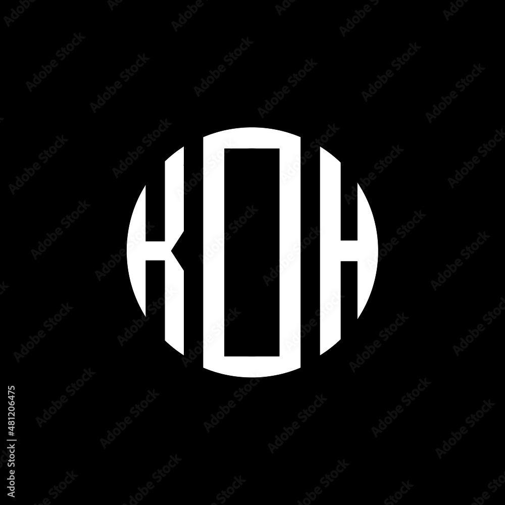 KOH letter logo design. KOH modern letter logo with black background ...