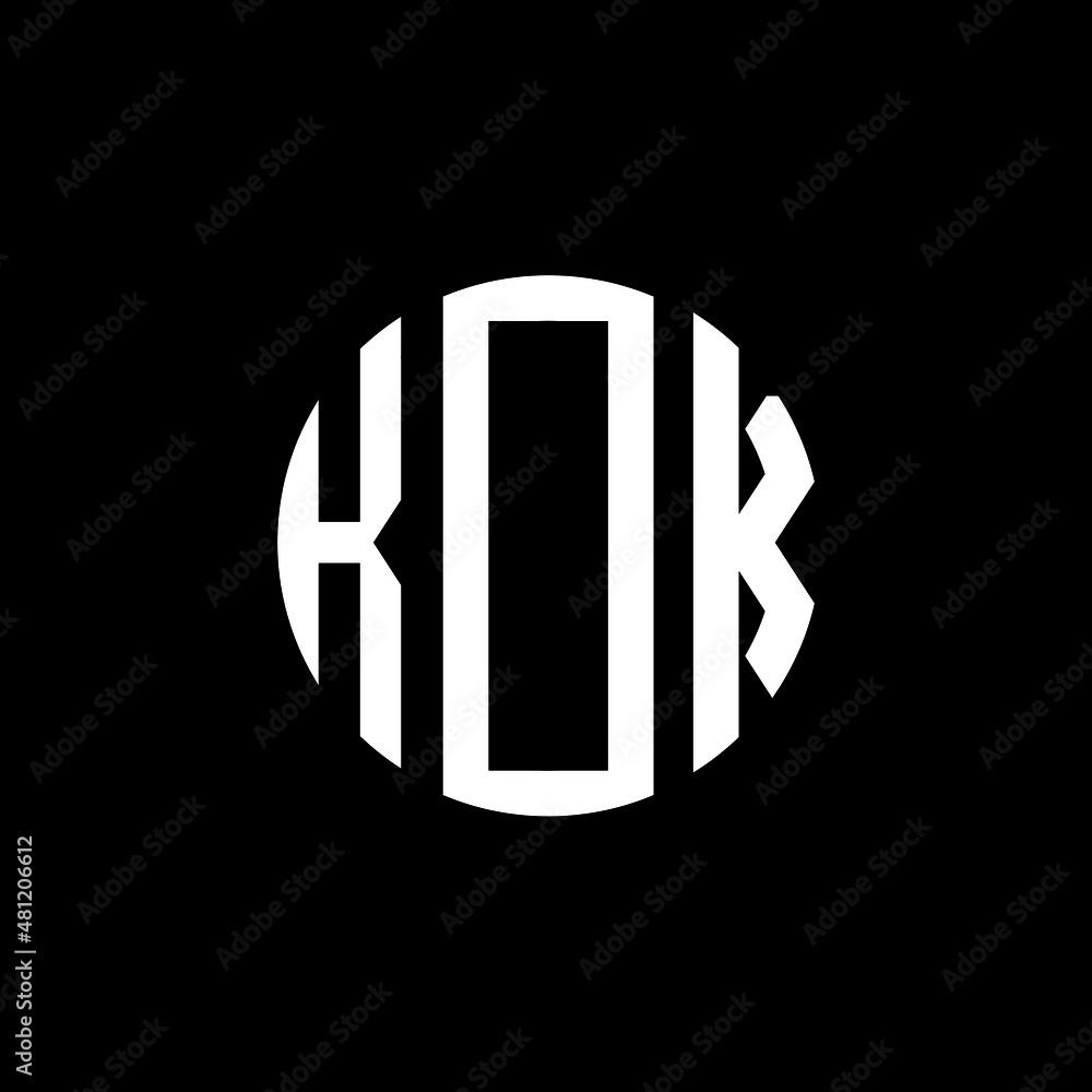 KOK letter logo design. KOK modern letter logo with black background ...
