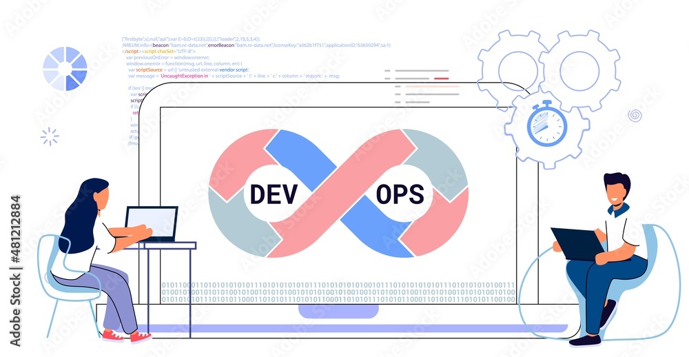 DevOps concept Tiny programmers practice development and software ...