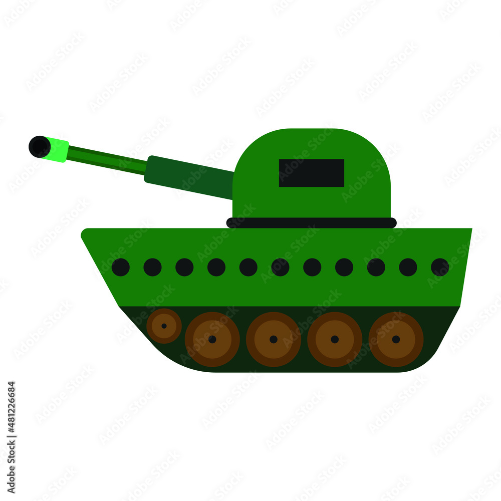 Cartoon tank, armored vehicle icon, vector illustration isolated on ...