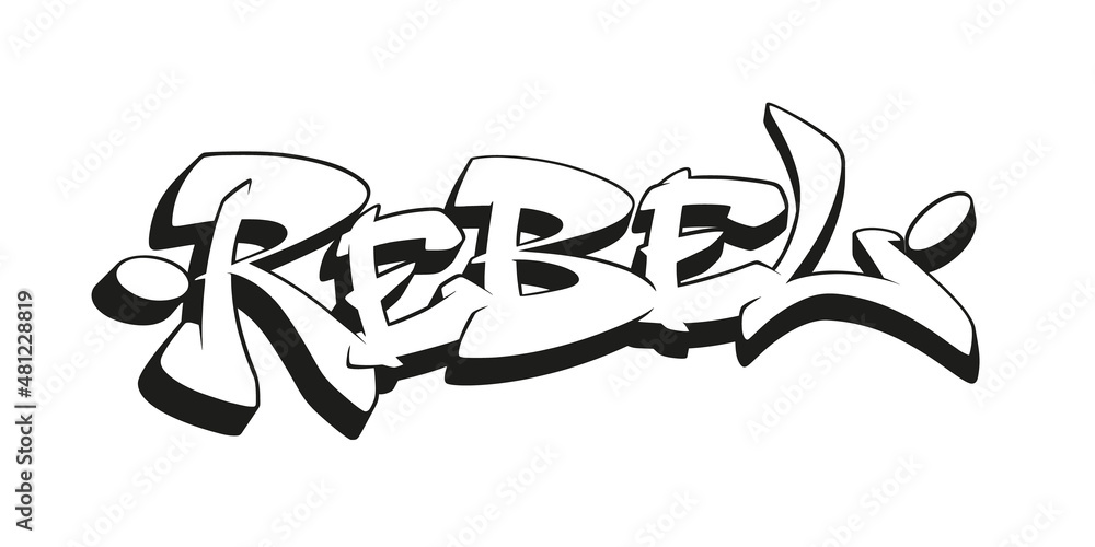 Rebel font in graffiti style. Vector illustration. Stock Vector | Adobe ...