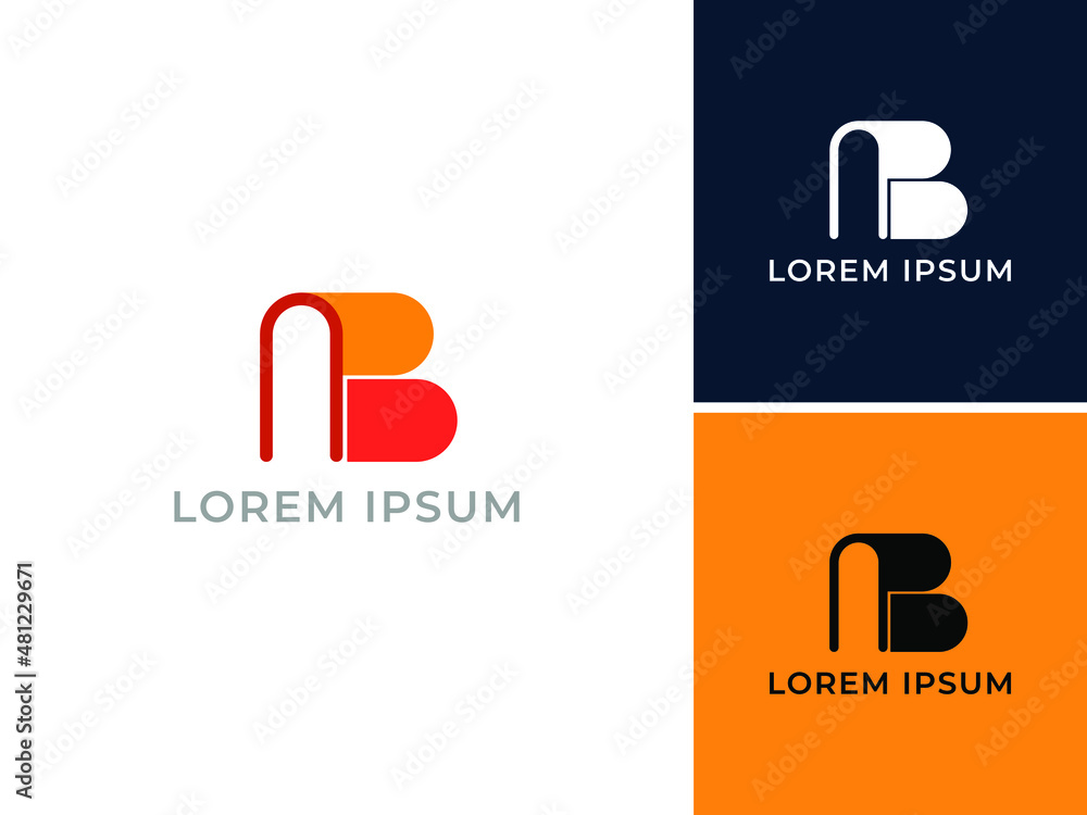 ABSTRACT ILLUSTRATION LETTER NB LINE LOGO DESIGN INSPIRATION VECTOR FOR ...