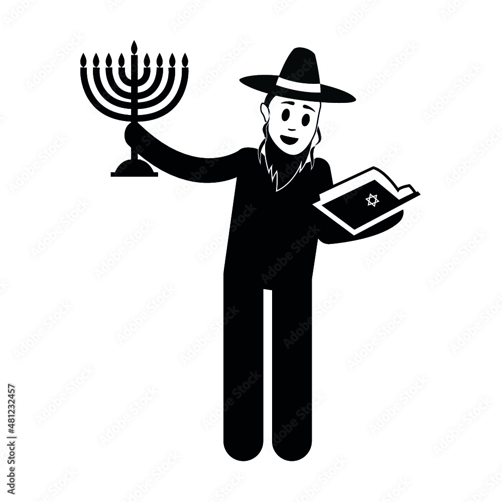 Symbol of the Judaic religion with a Rabbi who prays and preaches in ...