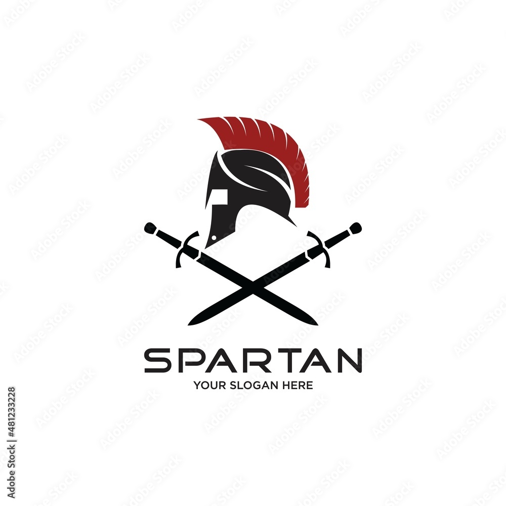 Head spartan logo vector design with sword. Stock Vector | Adobe Stock