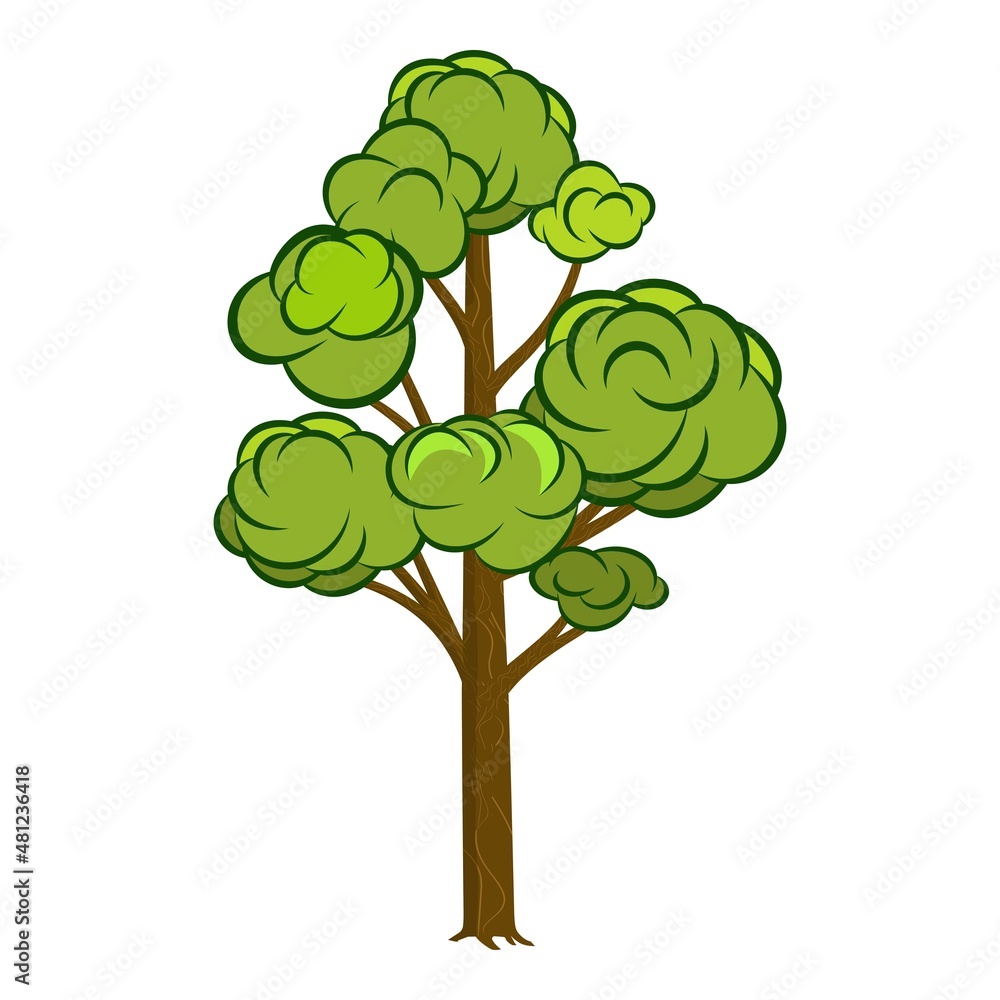 Vector Cartoon tree with nice fluffy crown for Park, Forest and others ...