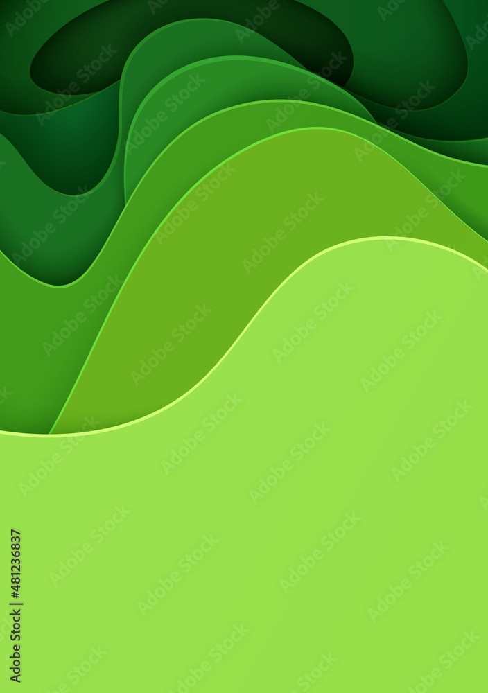 Abstract green background in paper cut style. 3d layout wallpaper cut ...