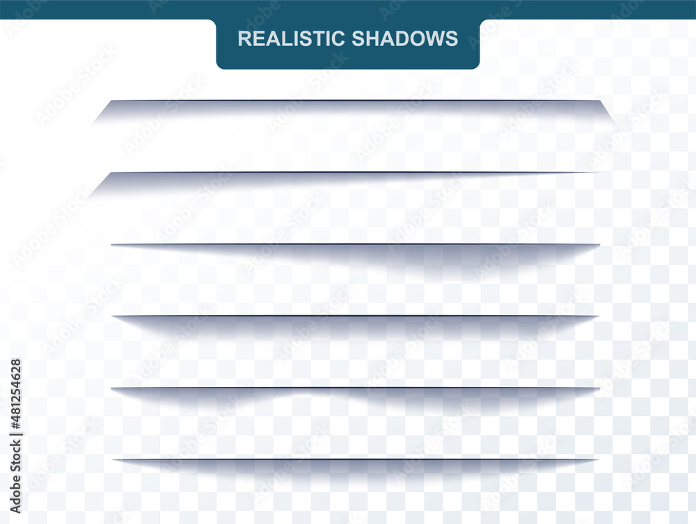 Set of Paper shadow effect. Realistic shadows of various shapes and ...