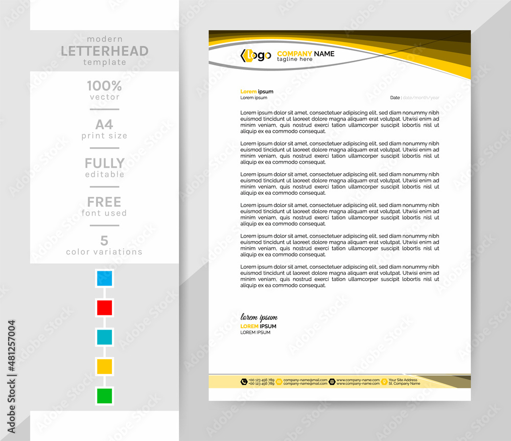 A4 size Business letterhead template. This modern creative and elegant ...