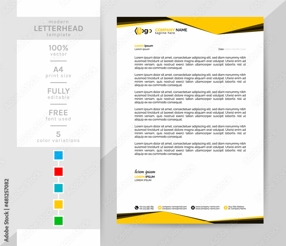 A4 size Business letterhead template. This modern creative and elegant ...