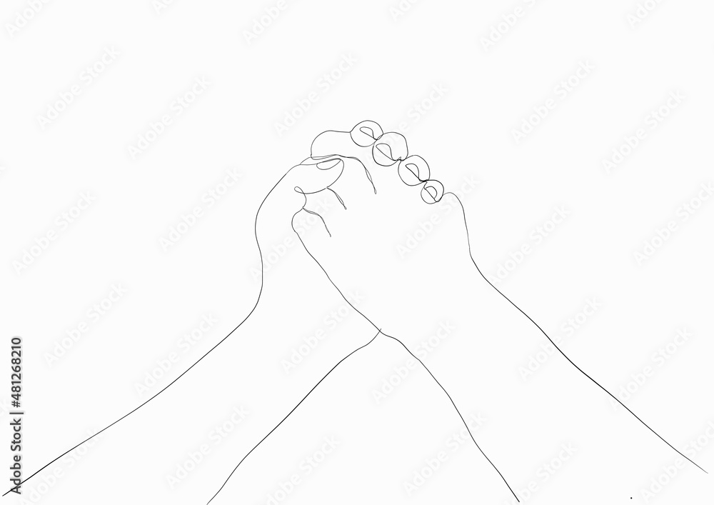 Continuous line drawing of putting hands together.success,partnership,Collaboration, Line ...