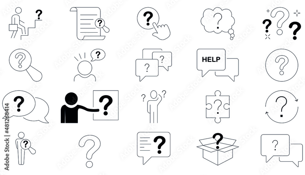 Simple question related icon set. Contains such Icons as Puzzle ...