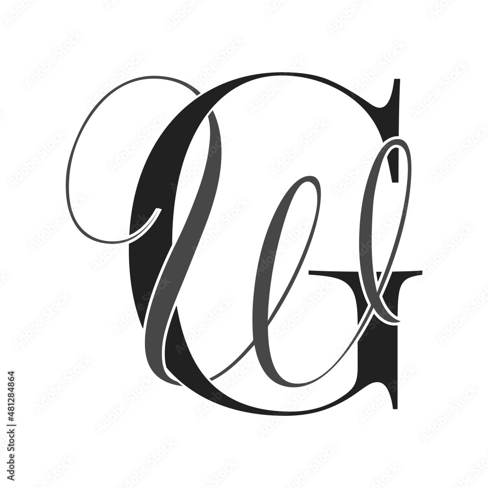 gw, wg, monogram logo. Calligraphic signature icon. Wedding Logo ...