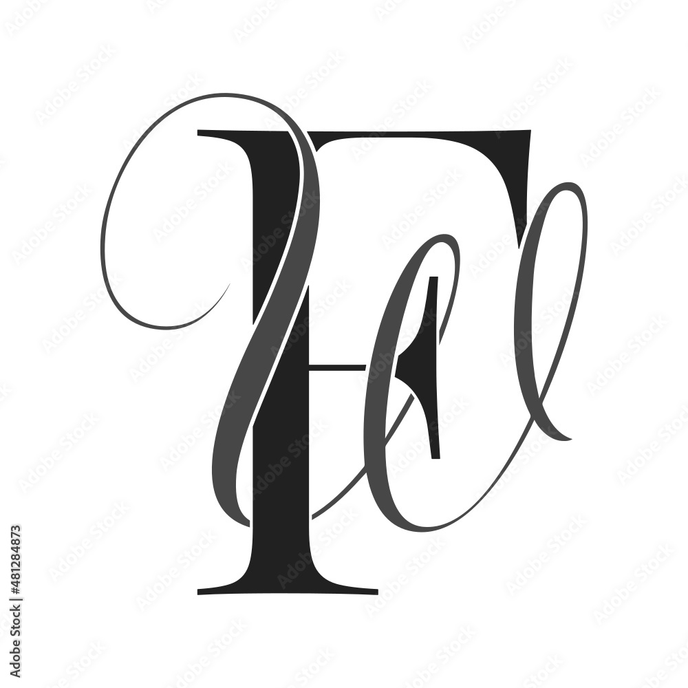 fw, wf, monogram logo. Calligraphic signature icon. Wedding Logo ...