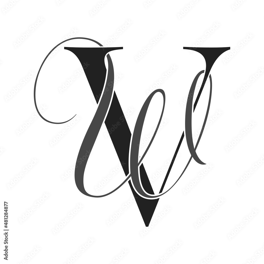 vw, wv, monogram logo. Calligraphic signature icon. Wedding Logo ...