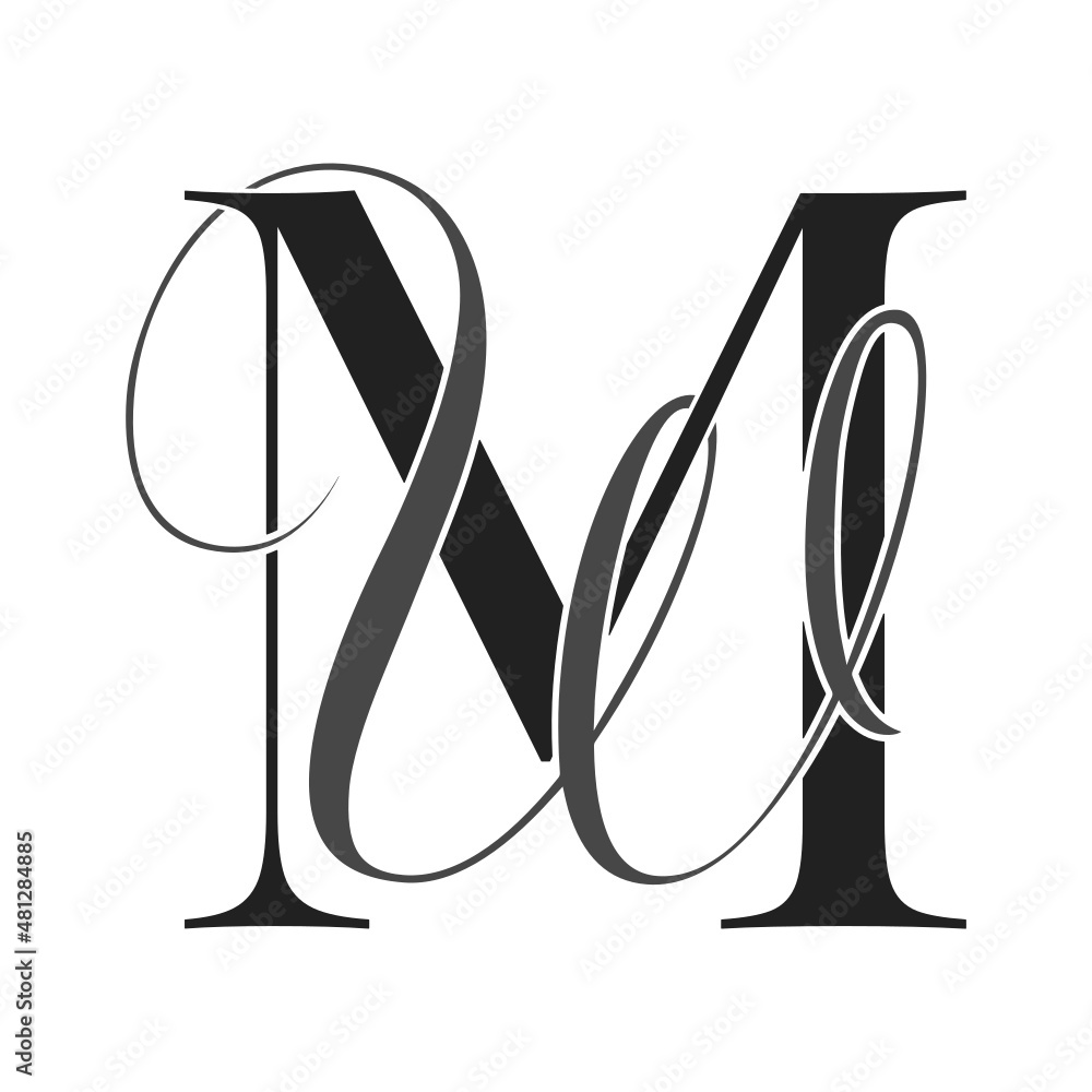 mw, wm, monogram logo. Calligraphic signature icon. Wedding Logo ...
