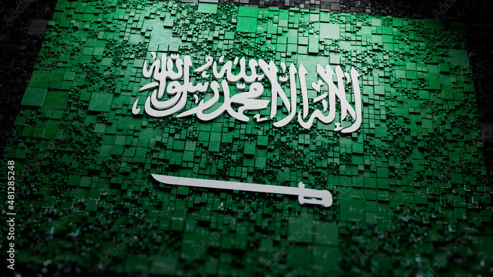 Saudi Flag rendered as Futuristic 3D blocks. Saudi Arabia Network ...