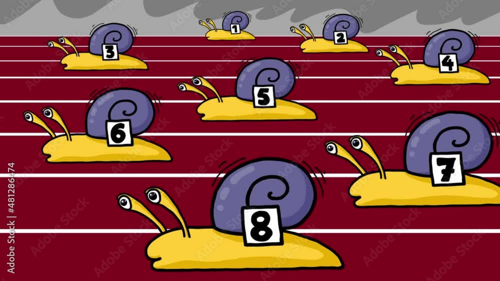 Snail championships. Cartoon character animations. Rivalry of a ...