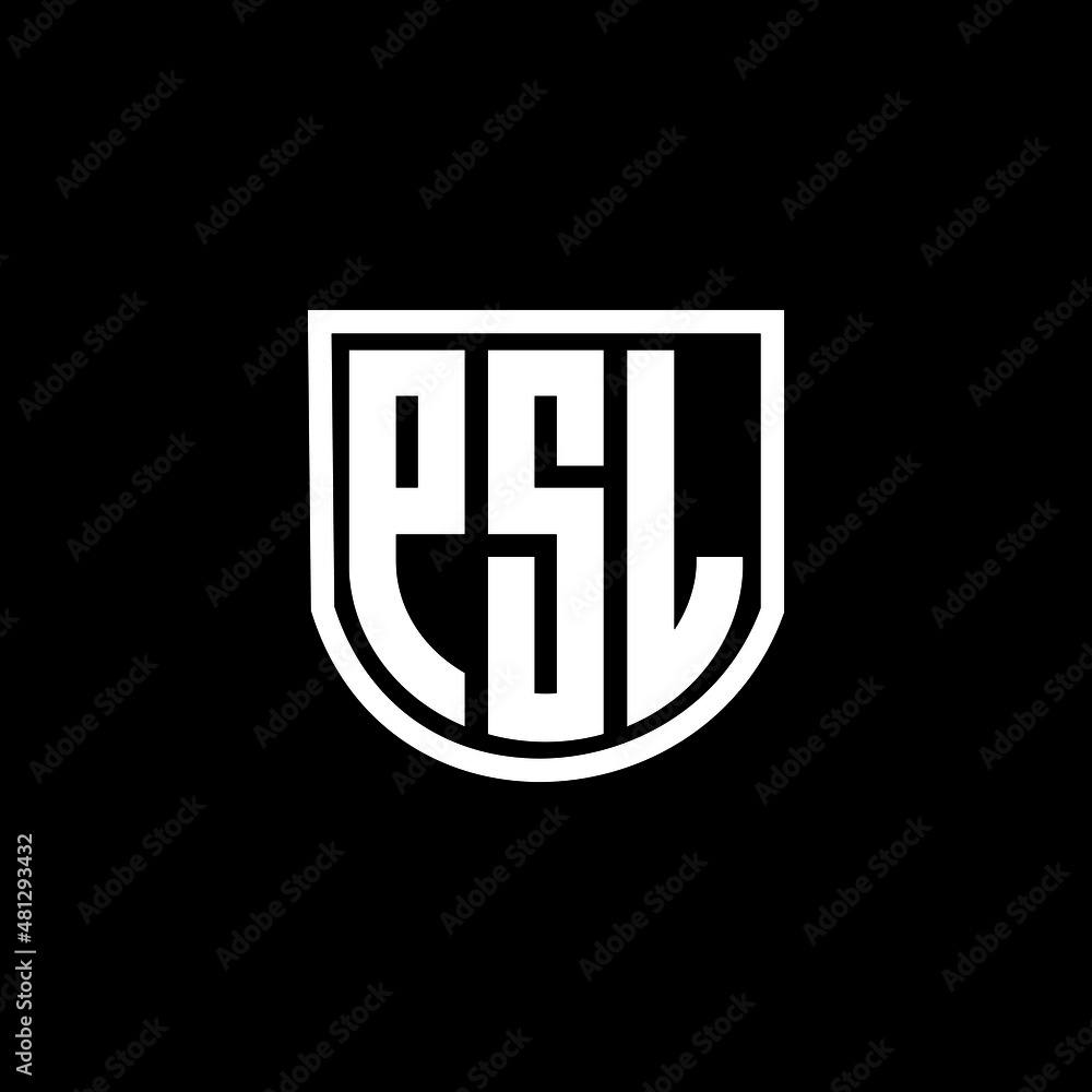 PSL letter logo design with black background in illustrator, vector ...
