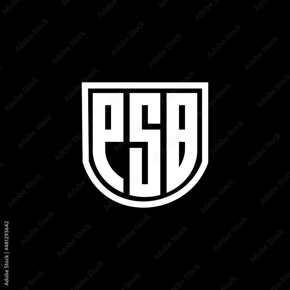 PSB letter logo design with black background in illustrator, vector ...