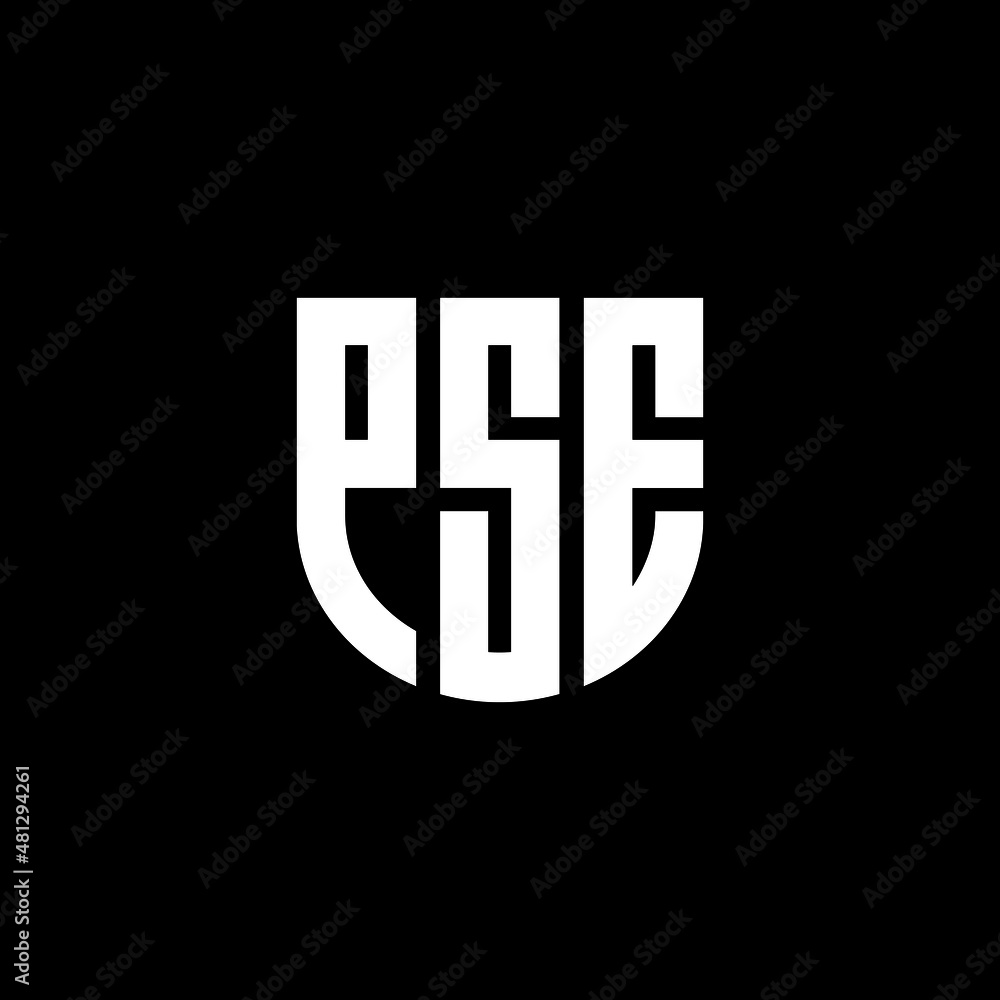 Vetor do Stock: PSE letter logo design with black background in ...