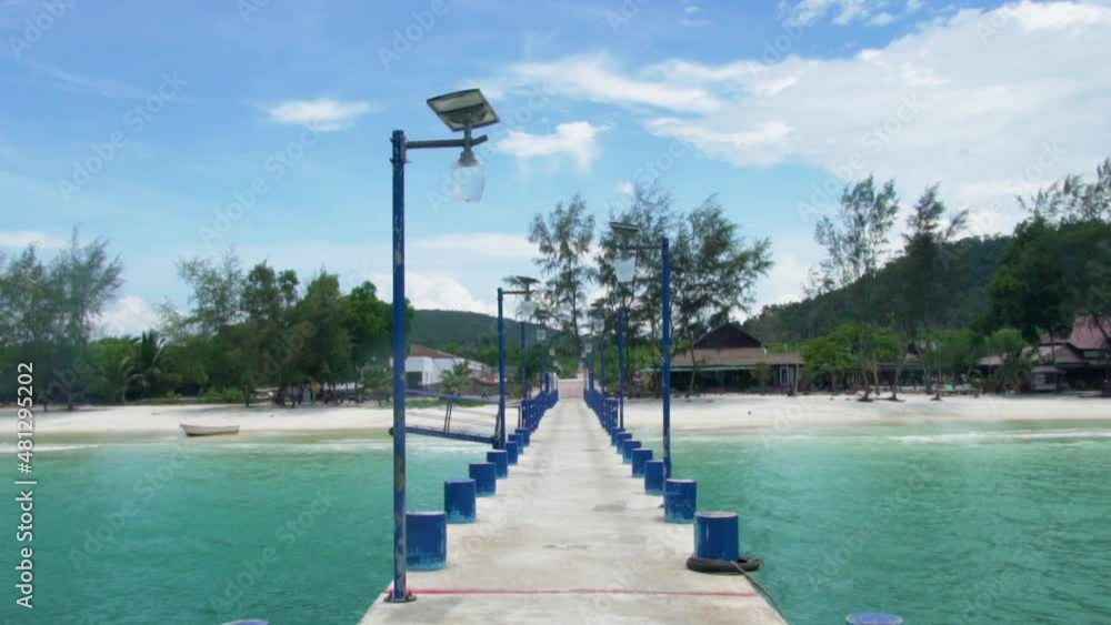 This is a hand-held shot of the dock of Koh Rong Island's 4K beach. Koh ...