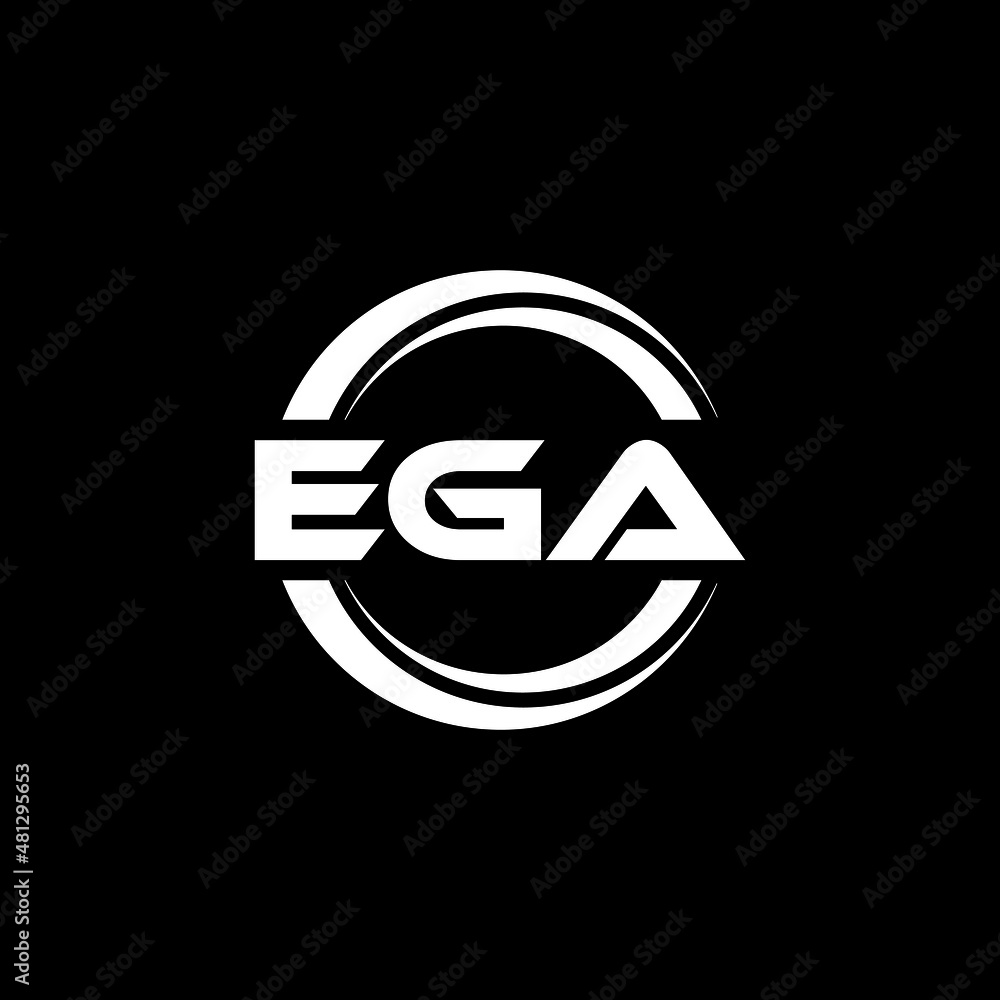 Vetor do Stock: EGA letter logo design with black background in ...