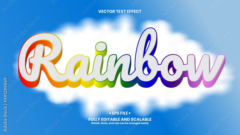 Rainbow 3D Text Effect Stock Vector | Adobe Stock