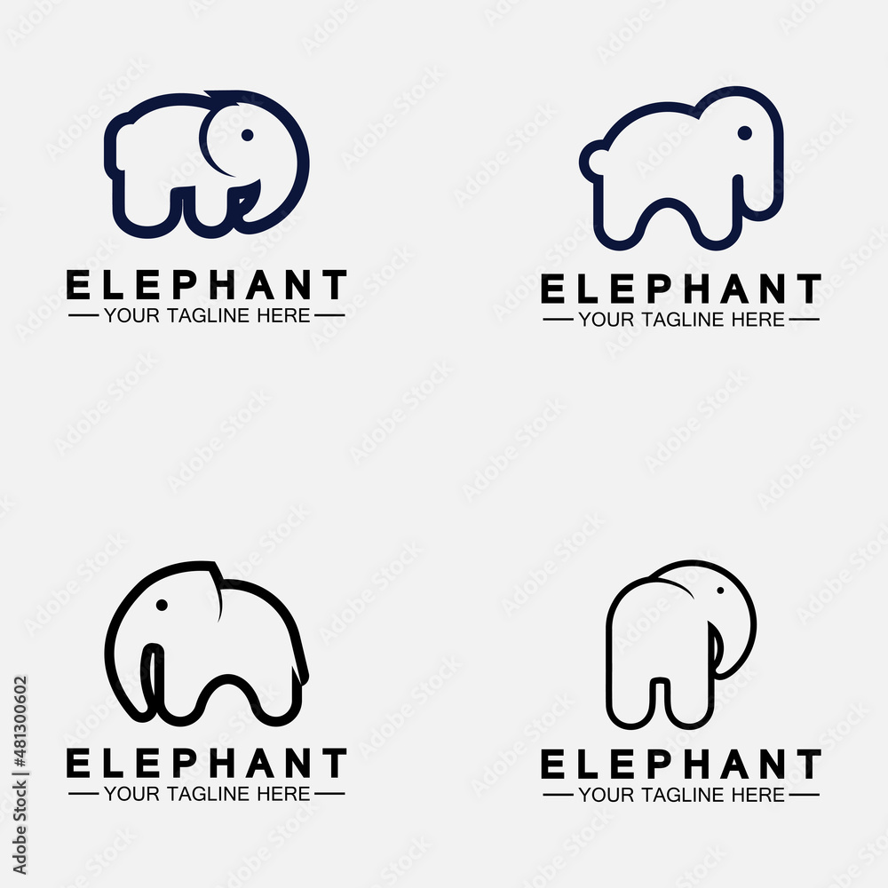 Set Elephant Logo Vector Illustrator Design Template Stock Vector ...