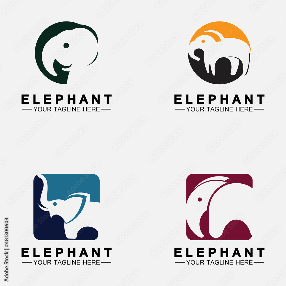 Set Elephant Logo Vector Illustrator Design Template Stock Vector ...