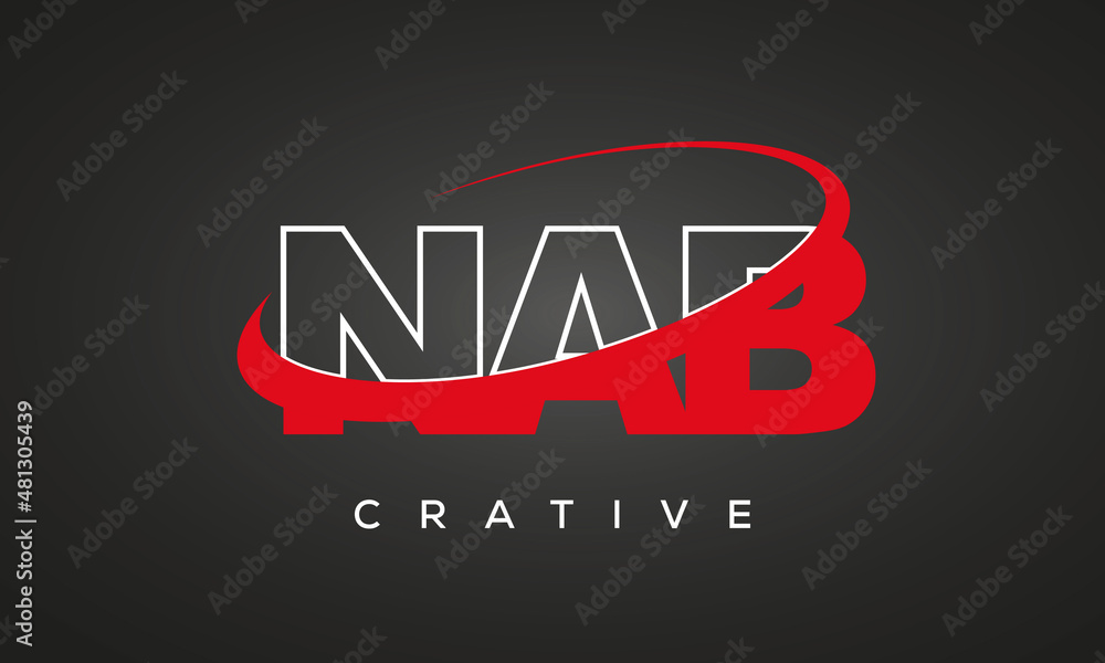 NAB creative letters logo with 360 symbol vector art template design ...