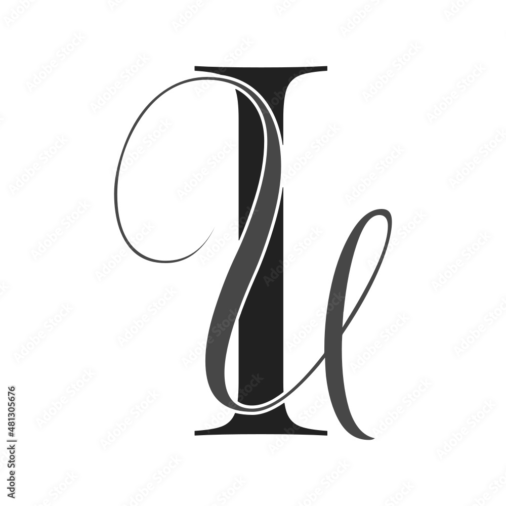 iu, ui, monogram logo. Calligraphic signature icon. Wedding Logo ...