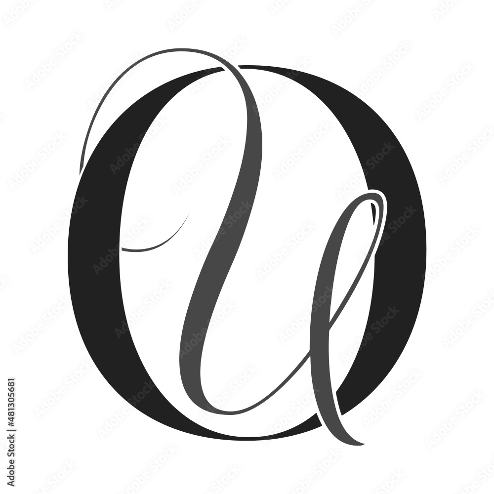 ou, uo, monogram logo. Calligraphic signature icon. Wedding Logo ...