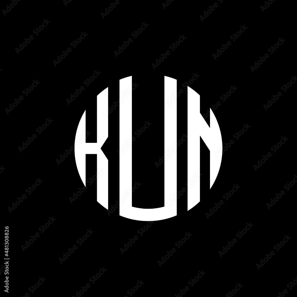 KUN letter logo design. KUN modern letter logo with black background ...