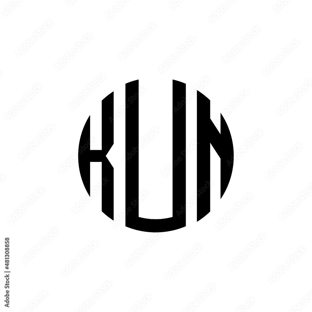 KUN letter logo design. KUN modern letter logo with black background ...