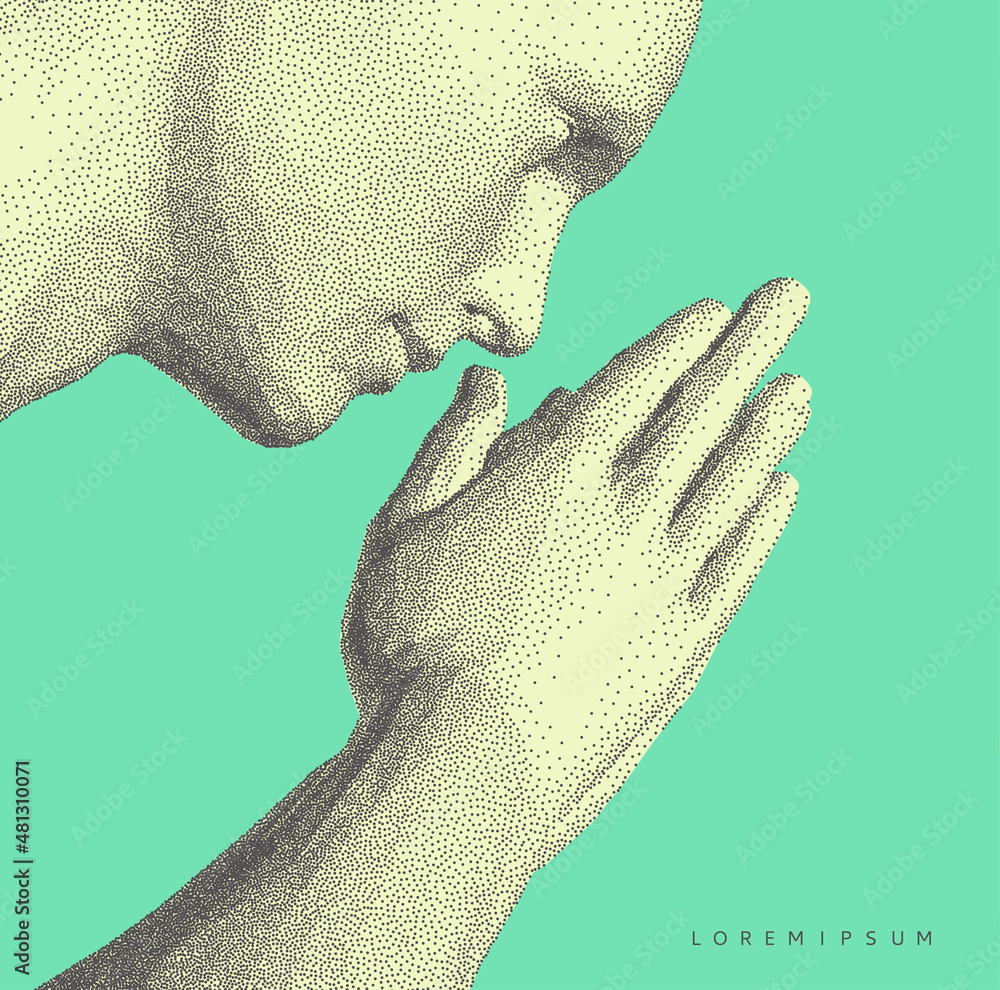 Man who prays. Hands in praying position. Prayer to god with faith and ...