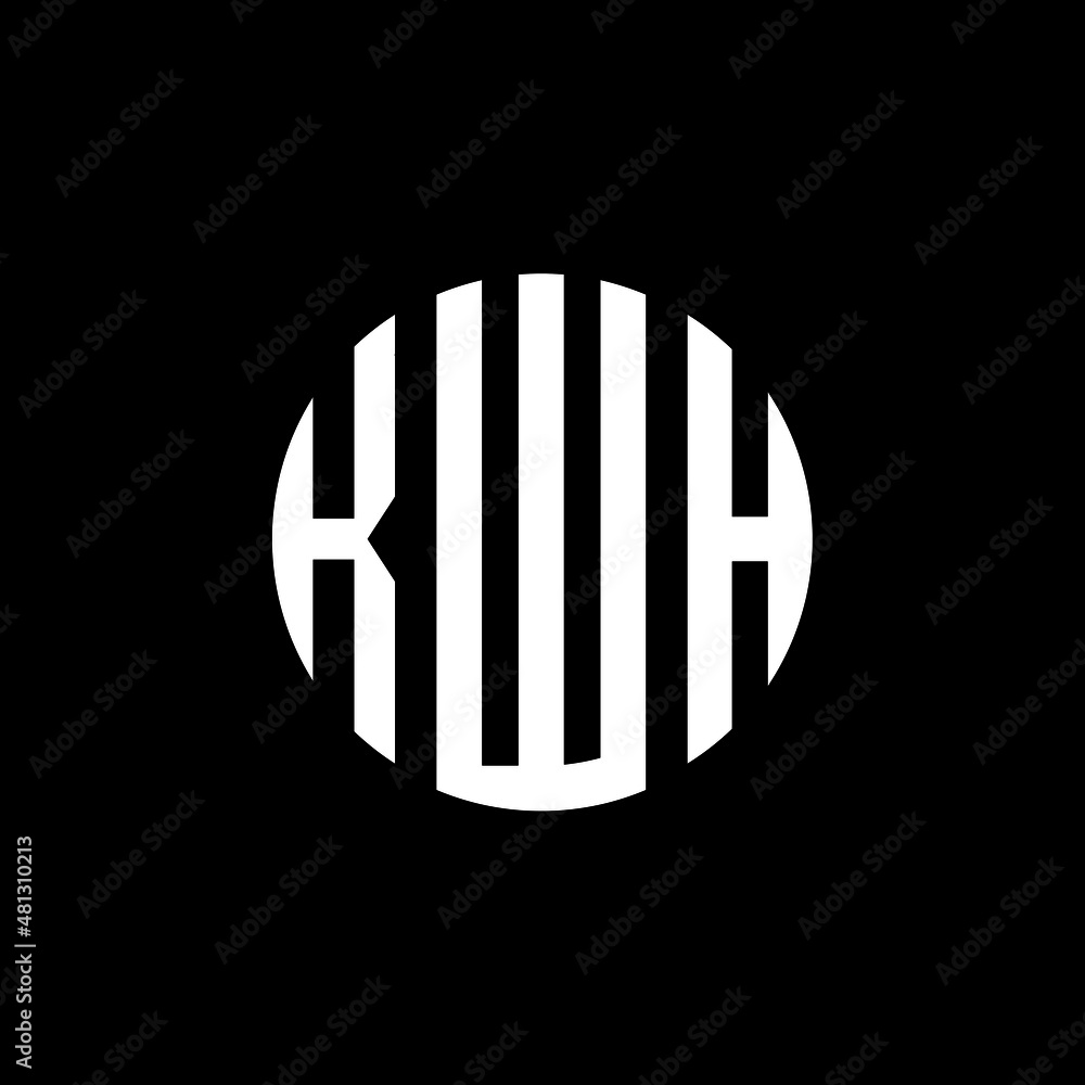 KWH letter logo design. KWH modern letter logo with black background ...