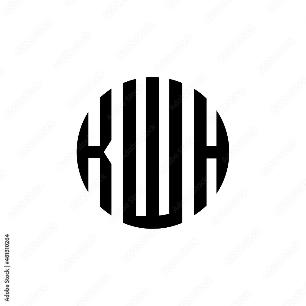 KWH letter logo design. KWH modern letter logo with black background ...