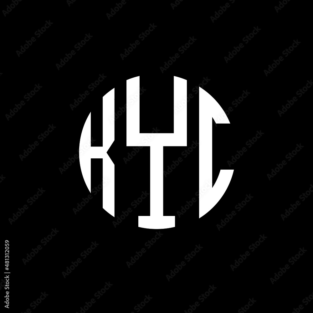 KYC letter logo design. KYC modern letter logo with black background ...