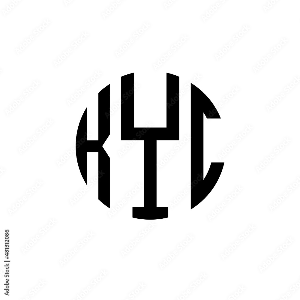 KYC letter logo design. KYC modern letter logo with black background ...