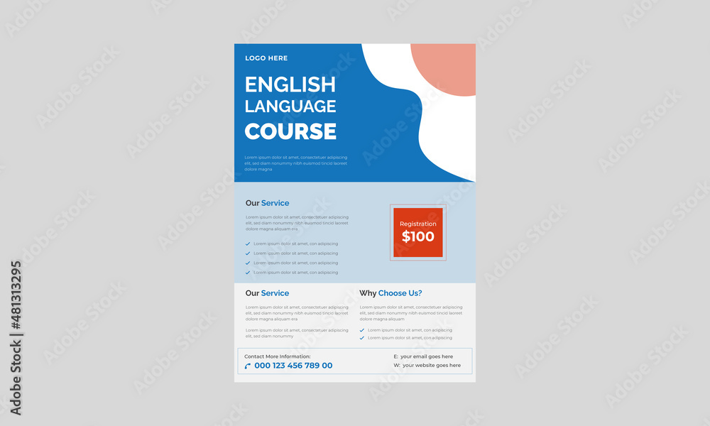 Vetor de English language course flyer design, Do you speak English ...