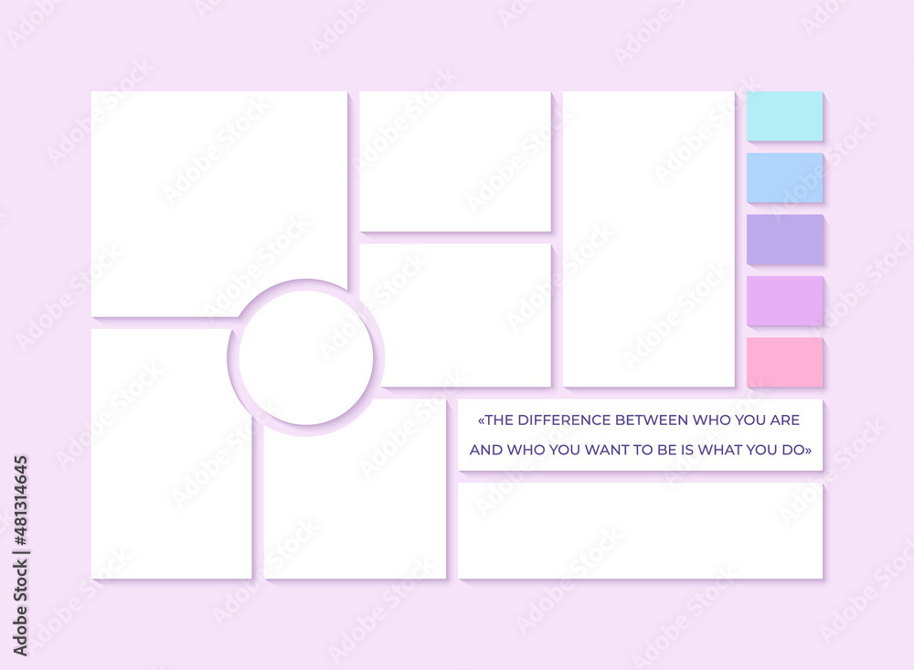 Moodboard template. Collage grid. Mood board background with colour ...