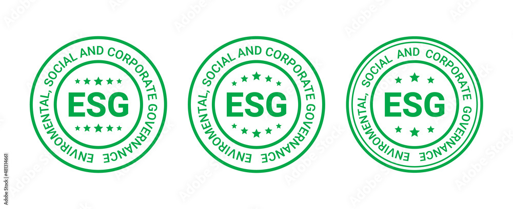ESG icon. Environmental, social and governance round emblem. Stamp to ...